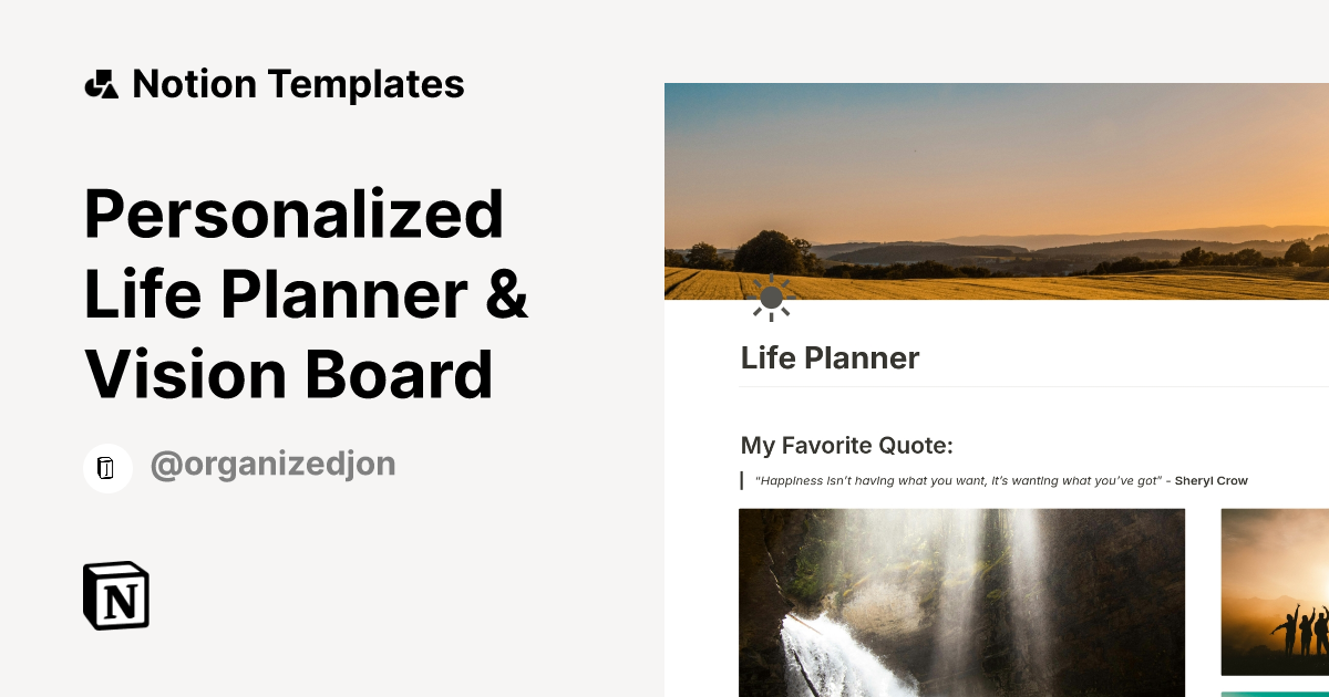 Personalized Life Planner & Vision Board Template by Jon | Notion ...