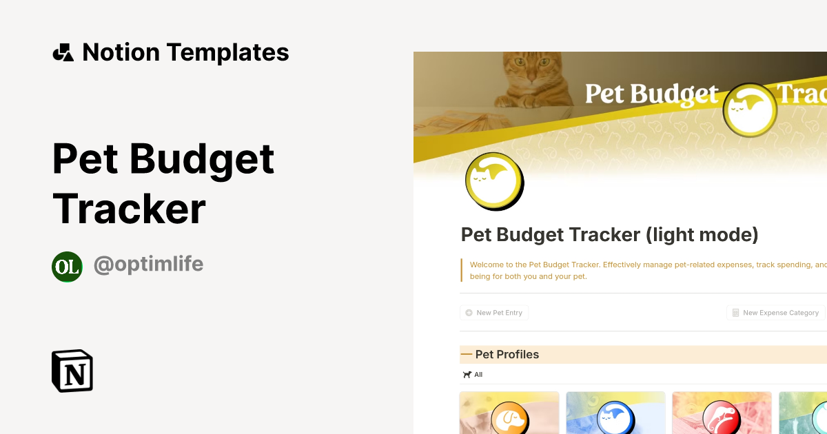 Pet Budget Tracker Template | Notion Marketplace