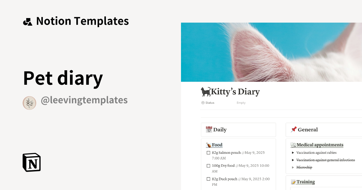Pet diary Template | Notion Marketplace