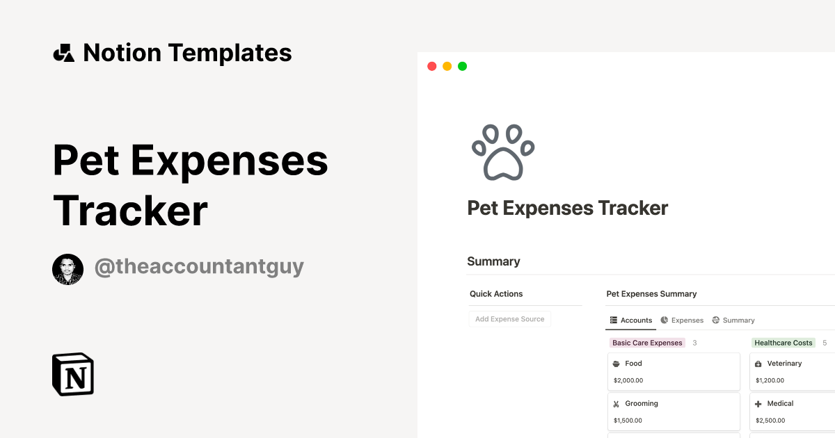 Pet Expenses Tracker Template | Notion Marketplace