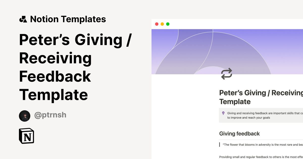 Peter’s Giving / Receiving Feedback Template Template | Notion Marketplace