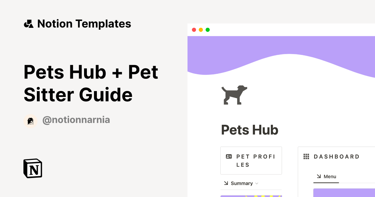 Pets Hub + Pet Sitter Guide Template | Notion Marketplace