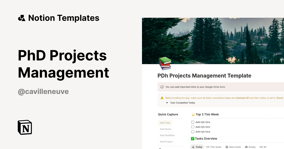 PhD Projects Management Template by PhD Management Template | Notion ...