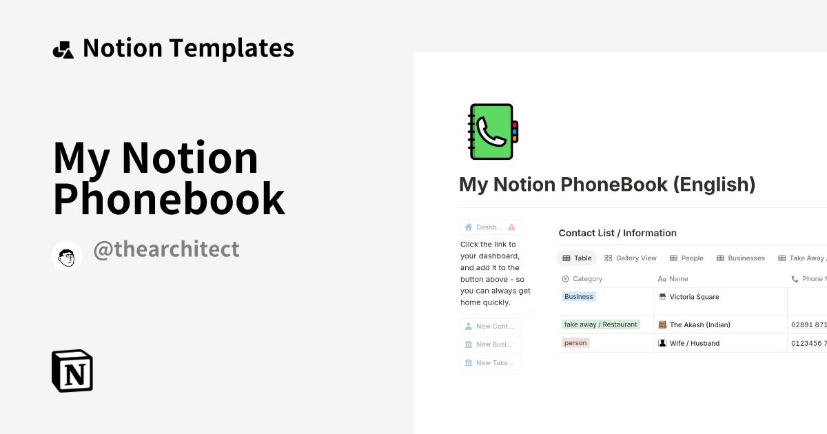 My Notion Phonebook Template | Notion Marketplace