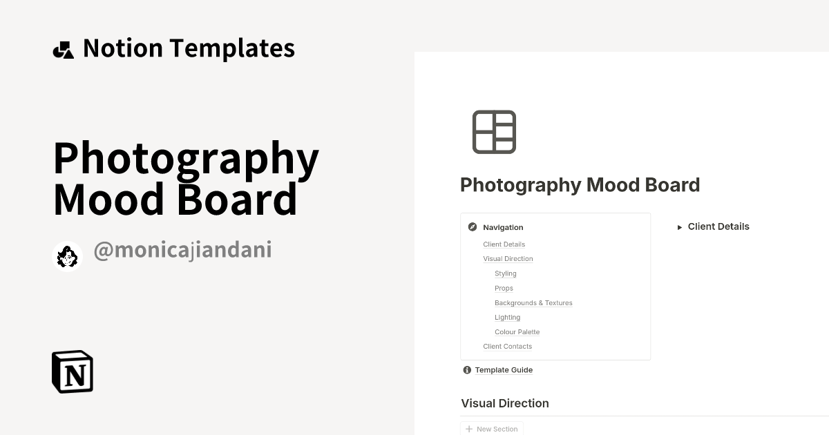 Photography Mood Board Template | Notion Marketplace
