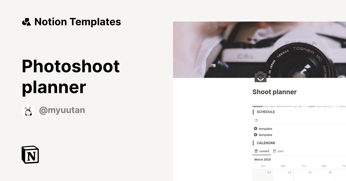 Photoshoot planner Template by bunny | Notion Marketplace