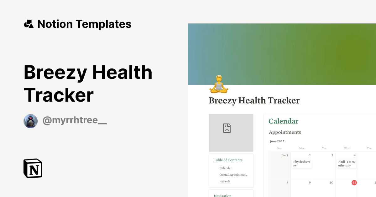 Breezy Health Tracker Template | Notion Marketplace