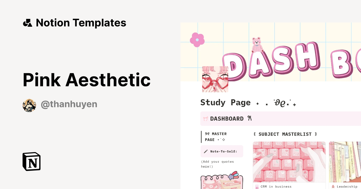 Pink Aesthetic Template | Notion Marketplace
