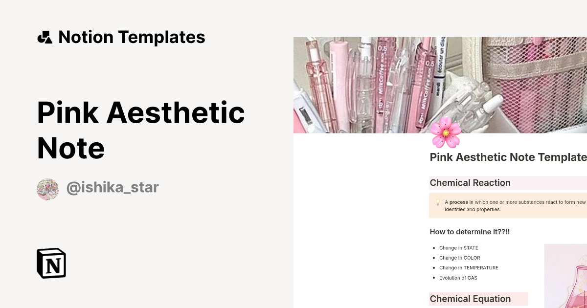 Pink Aesthetic Note Template | Notion Marketplace