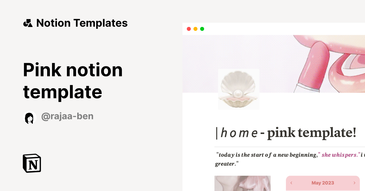 Pink notion template Template by rajaa ben | Notion Marketplace