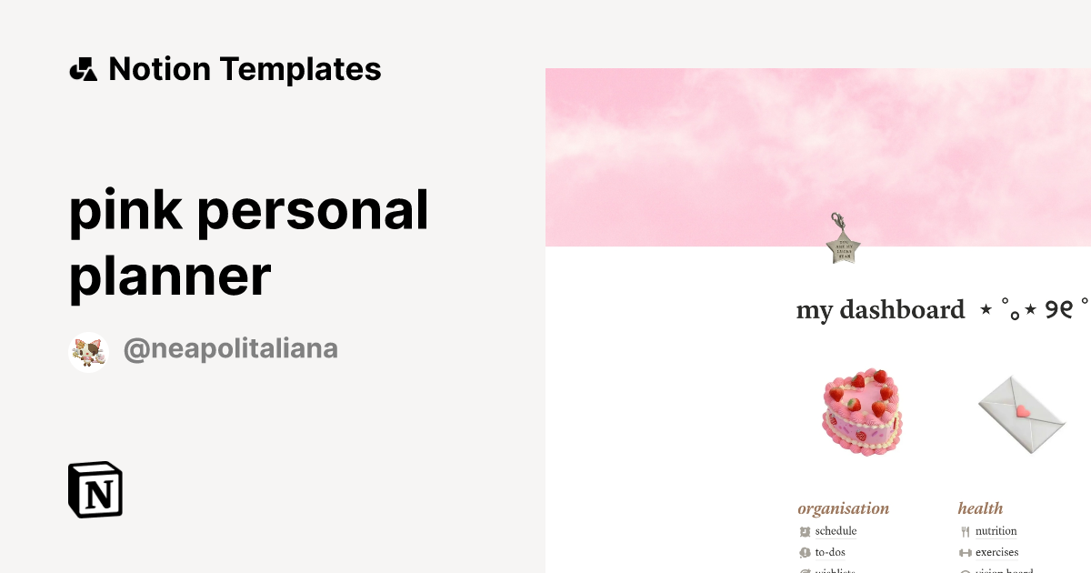 pink personal planner Template by syren ! | Notion Marketplace