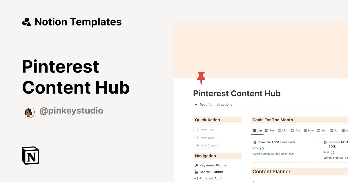 Pinterest Content Hub Template by Pinkey | Notion Marketplace