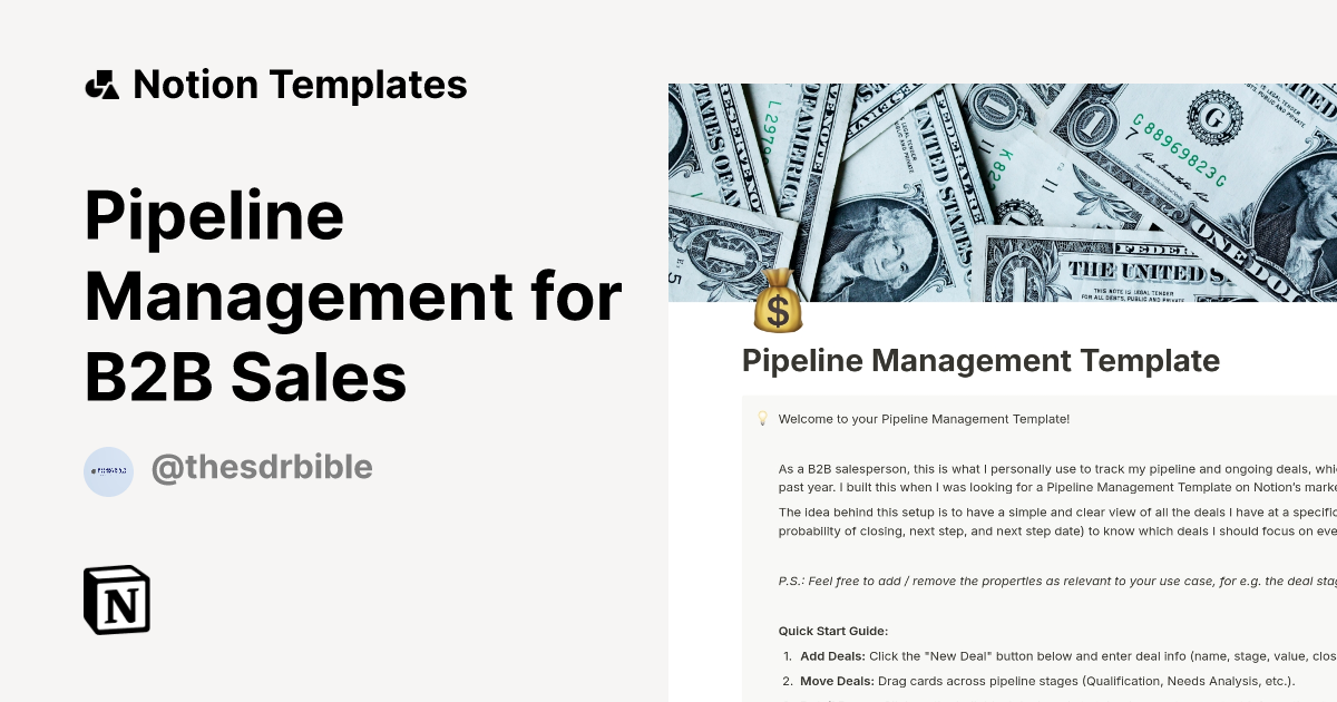 Pipeline Management for B2B Sales Template | Notion Marketplace