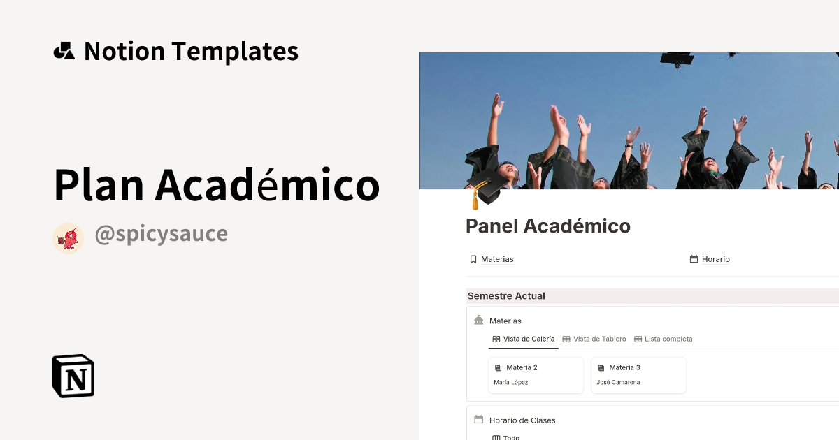 Plan Académico Template by Spicy Sauce | Notion Marketplace