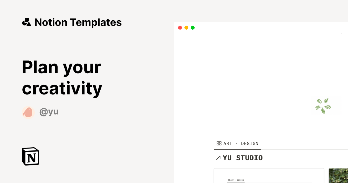 Plan your creativity Template | Notion Marketplace