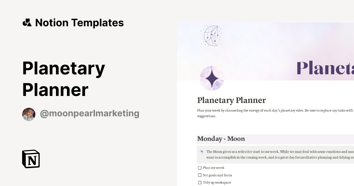 Planetary Planner Template | Notion Marketplace