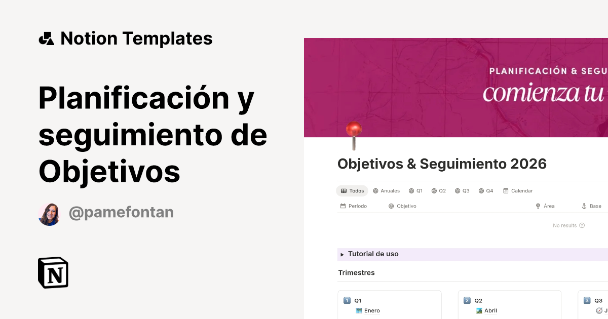 Planificación y seguimiento de Objetivos Template by Pame Fontán ...