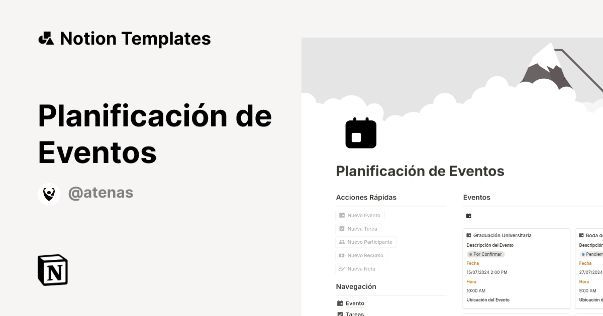 Planificación de Eventos Template by Atenas | Notion Marketplace