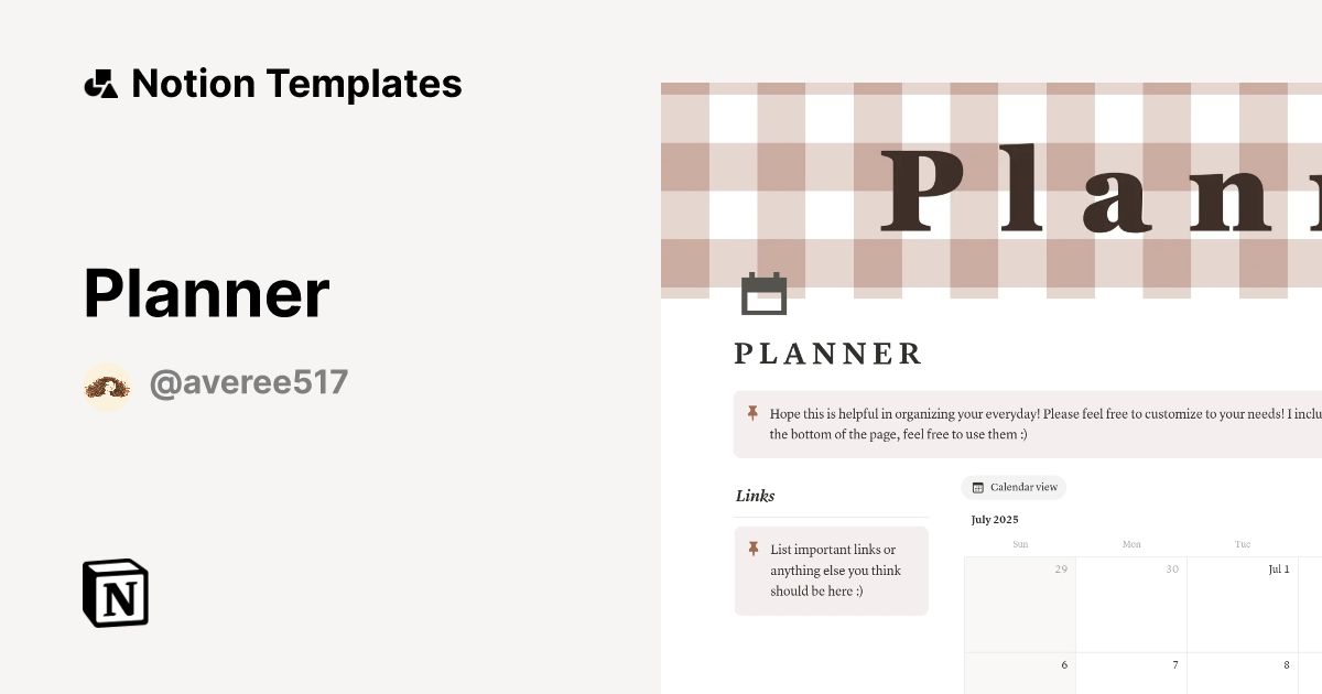Planner Template | Notion Marketplace