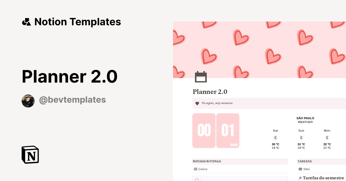 Planner 2.0 Template by BevTemplates | Notion Marketplace