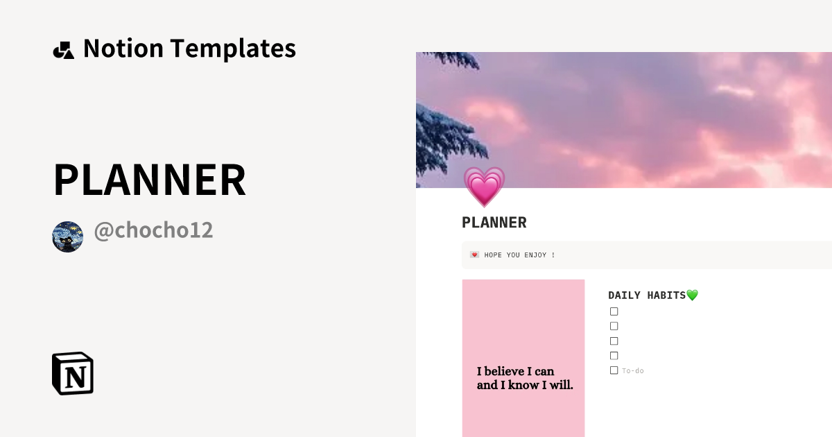 PLANNER Template | Notion Marketplace