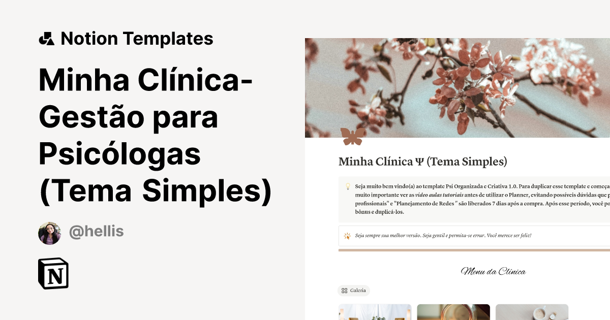 Minha Clínica- Gestão para Psicólogas (Tema Simples) Template by Hellen ...