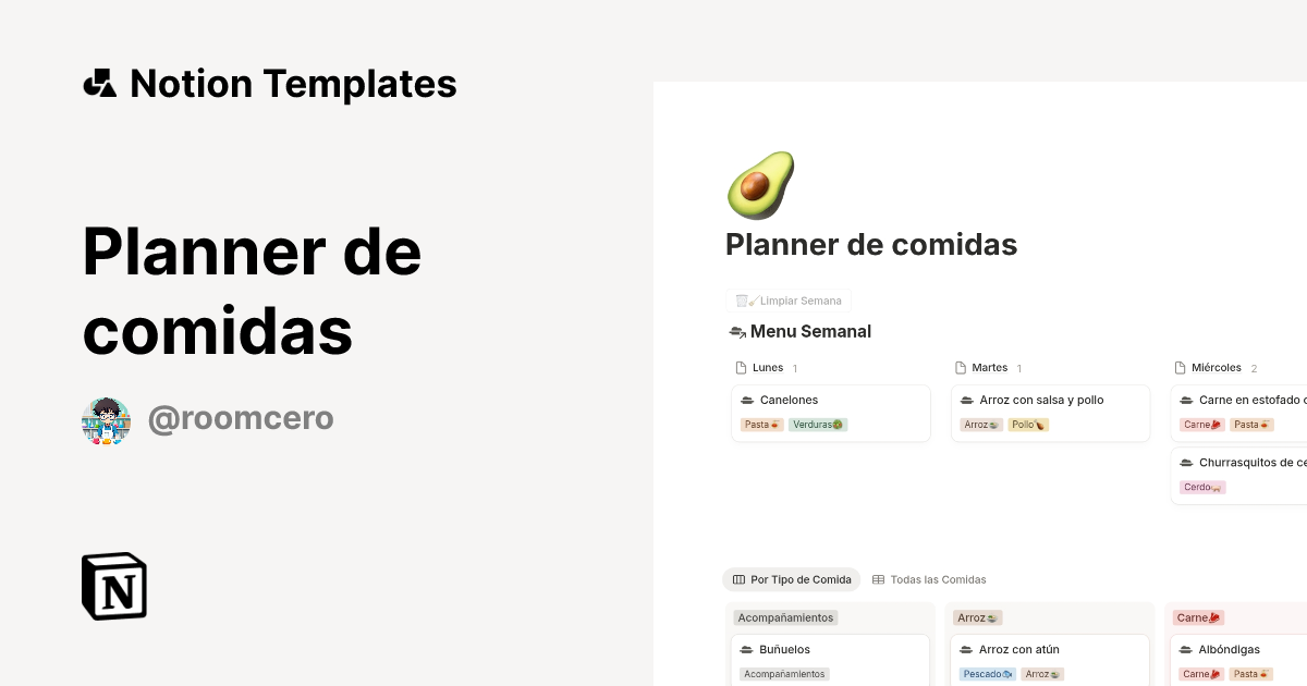 Planner de comidas Template by room.cero | Notion Marketplace