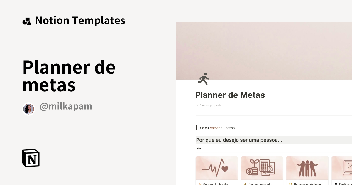 Planner de metas Template by Milka Pamela | Notion Marketplace