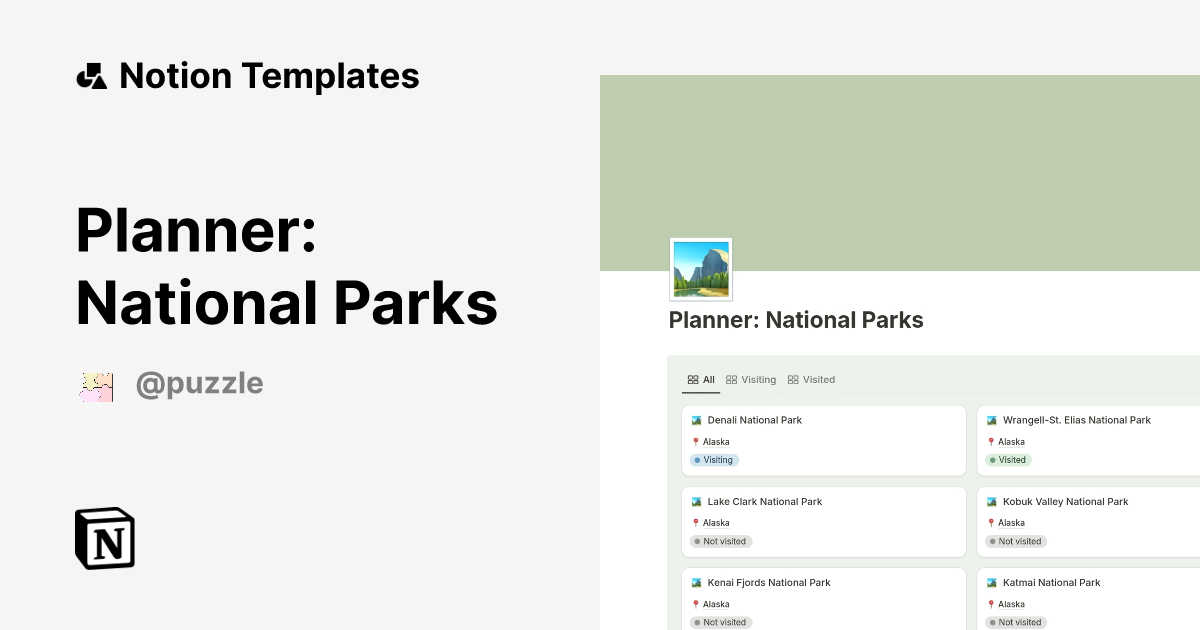 Planner: National Parks Template by Puzzle | Notion Marketplace