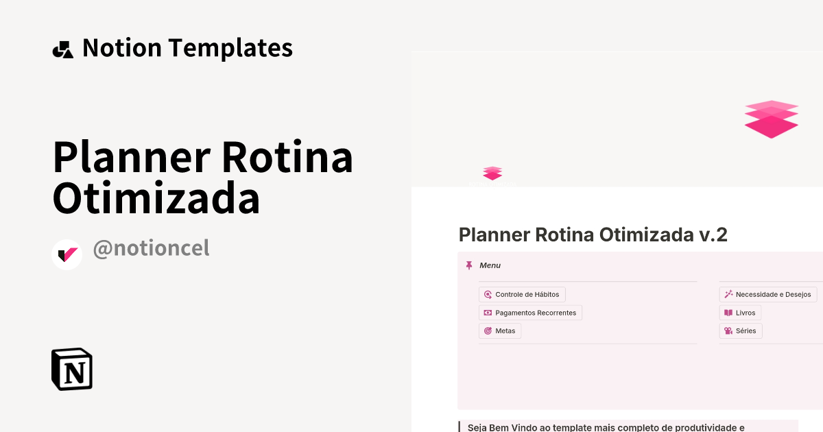 Planner Rotina Otimizada Template by Notioncel | Notion Marketplace