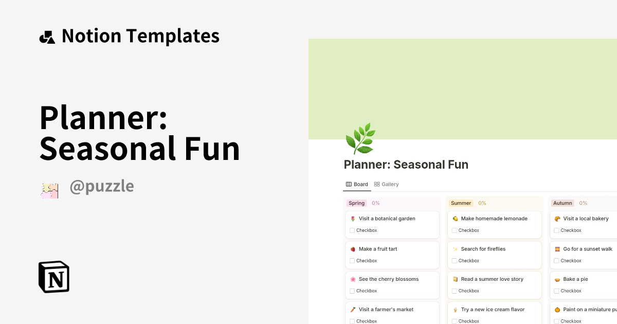 Planner: Seasonal Fun Template | Notion Marketplace