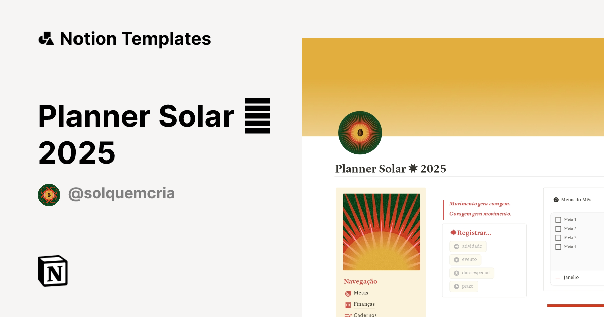 Planner Solar 2025 Template by Sol | Notion Marketplace