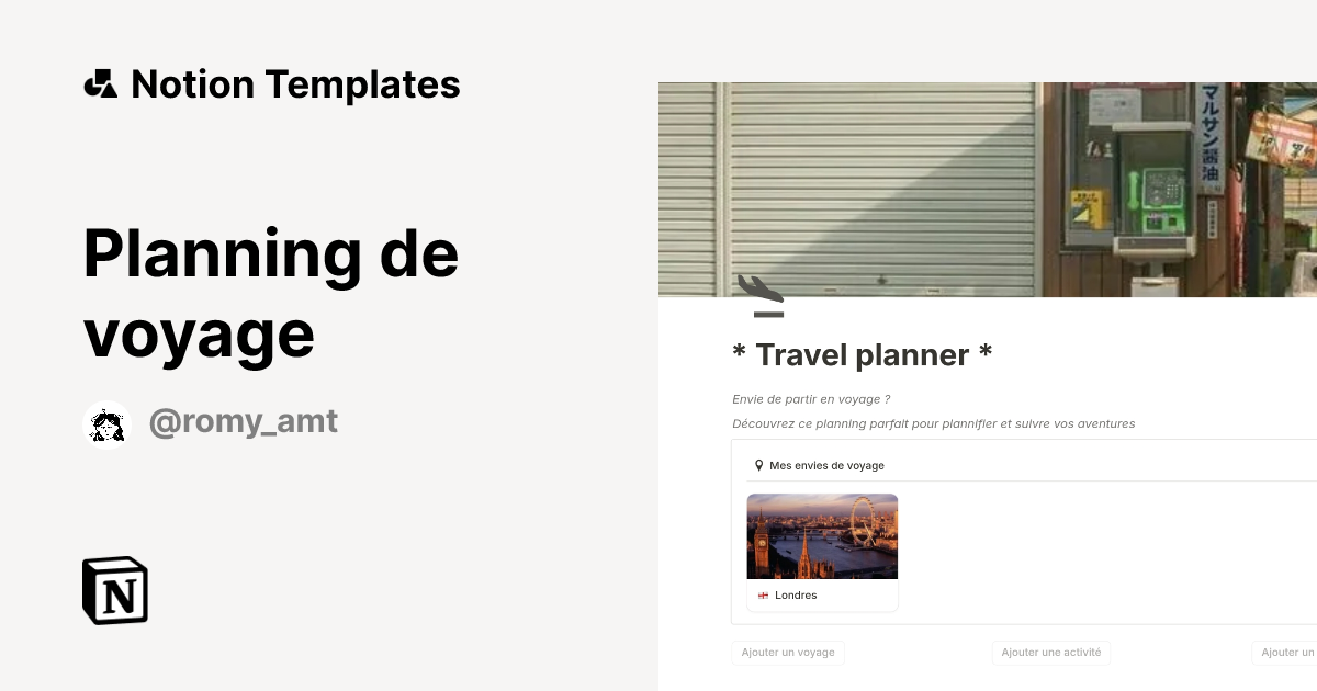 Planning de voyage Template by Romy | Notion Marketplace