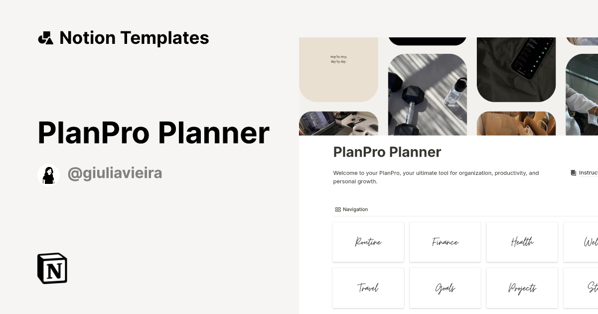 PlanPro Planner Template by Giulia Vieira | Notion Marketplace