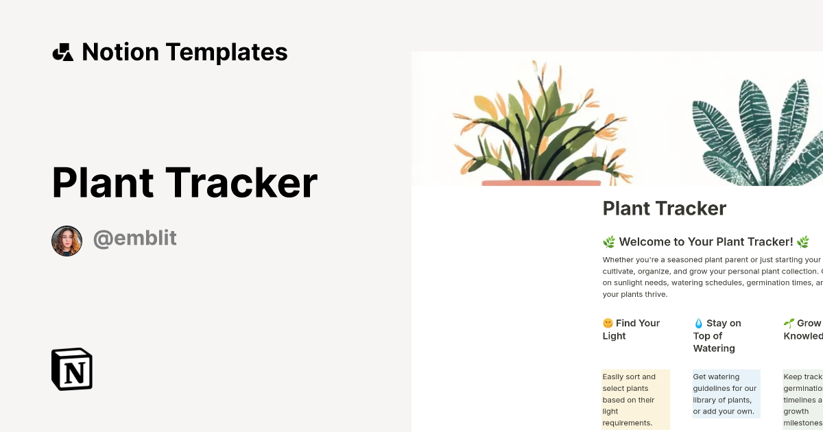 Plant Tracker Template | Notion Marketplace