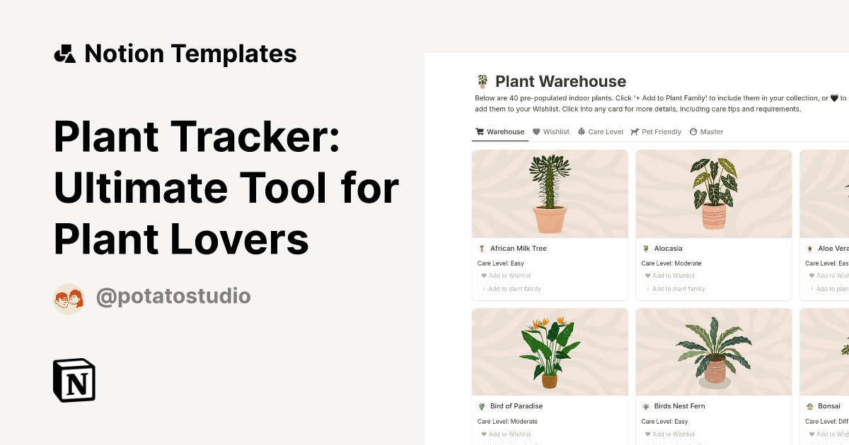 Plant Tracker: Ultimate Tool for Plant Lovers 🌿 Template by Potato ...