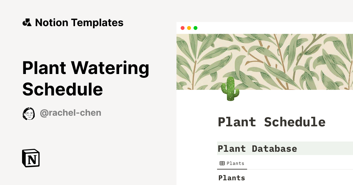 Plant Watering Schedule Template | Notion Marketplace