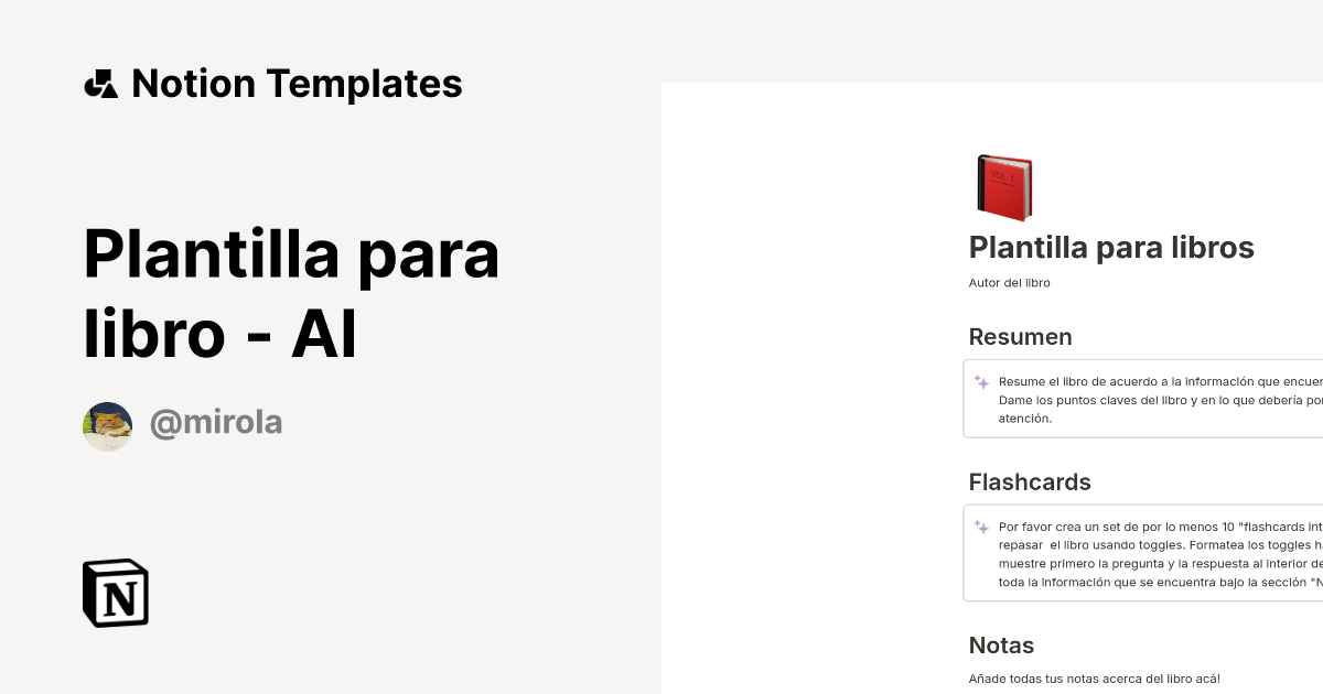 Plantilla para libro - AI Template | Notion Marketplace