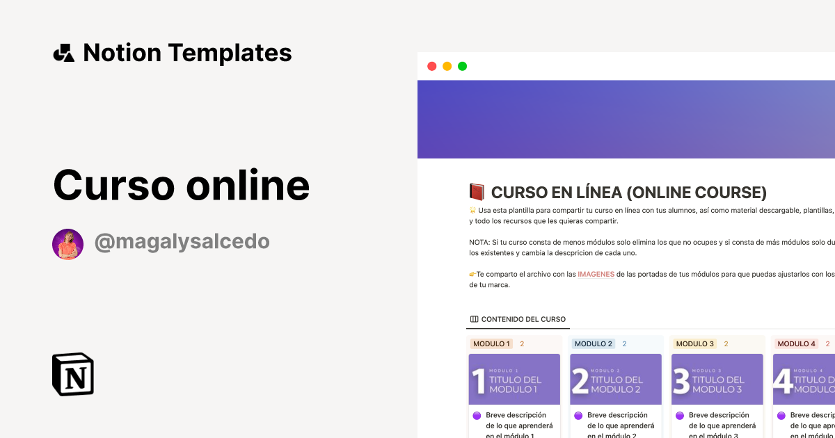 Curso online Template | Notion Marketplace