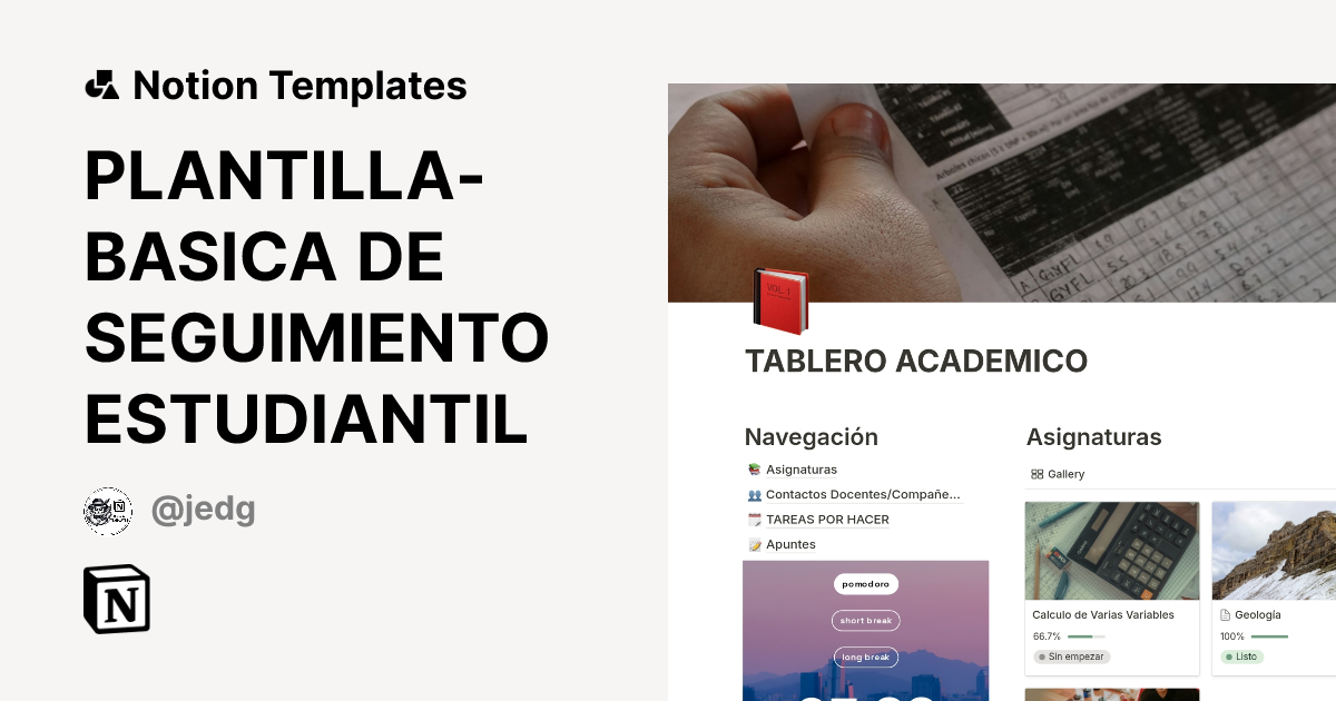 PLANTILLA-BASICA DE SEGUIMIENTO ESTUDIANTIL Template by JEDG | Notion ...