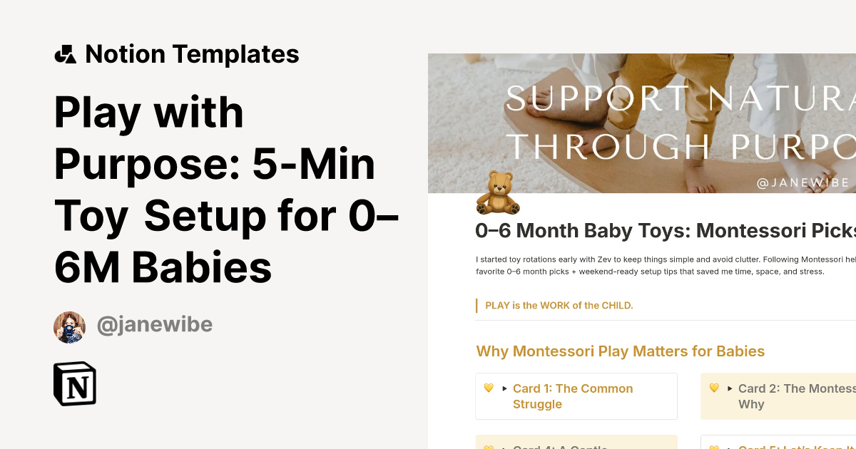 Play with Purpose: 5-Min Toy Setup for 0–6M Babies Template by Jane ...