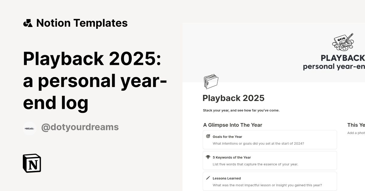 Playback 2025: a personal year-end log Template by palebluedot. | Notion Marketplace
