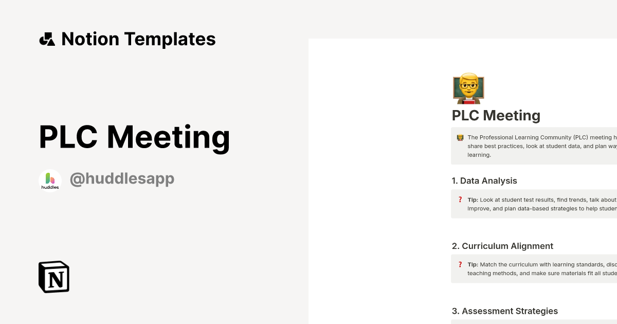 PLC Meeting Template | Notion Marketplace
