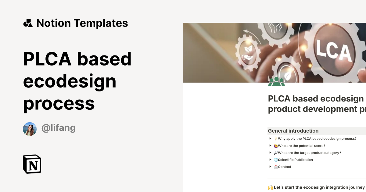 PLCA based ecodesign process Template | Notion Marketplace
