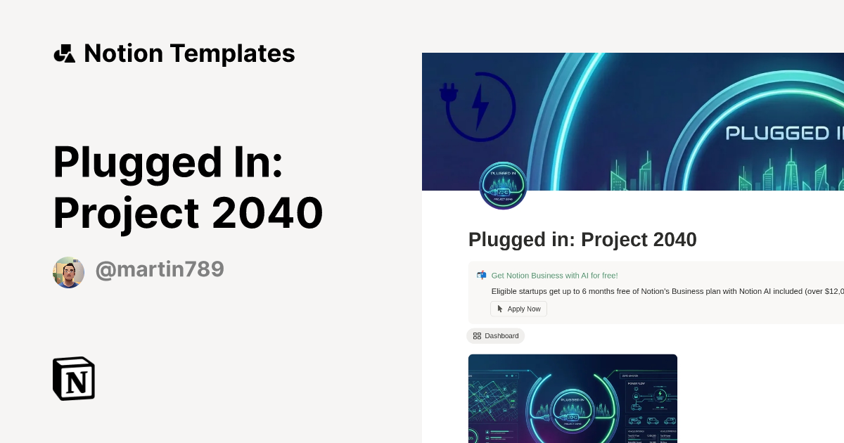 Plugged In: Project 2040 Template by Martin.S | Notion Marketplace