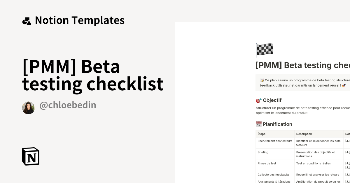 [PMM] Beta testing checklist Template | Notion Marketplace