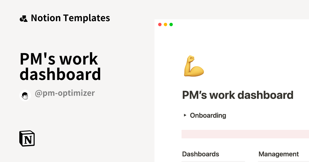 PM's work dashboard Template | Notion Marketplace