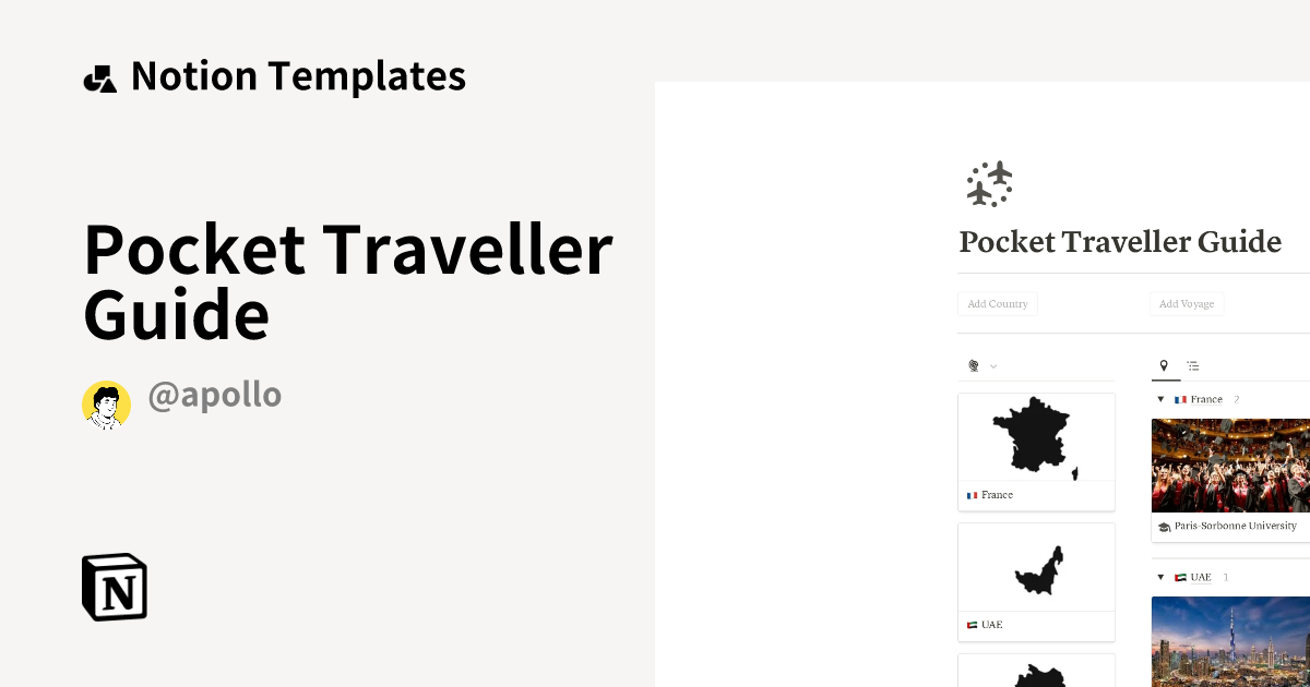 Pocket Traveller Guide Template | Notion Marketplace