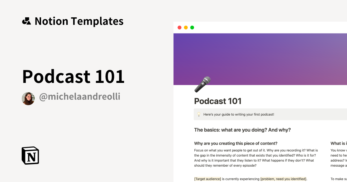 Podcast 101 Template | Notion Marketplace