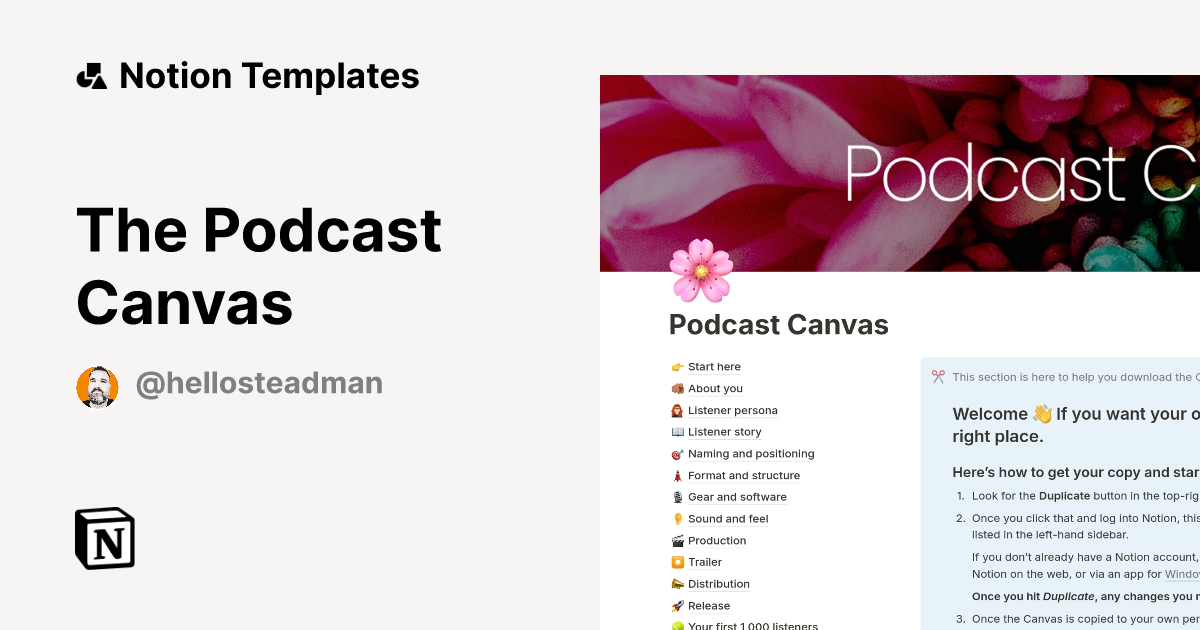 The Podcast Canvas Template | Notion Marketplace